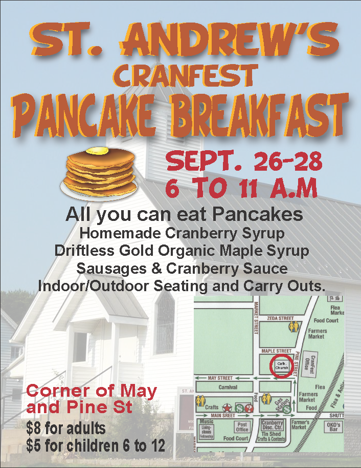 St. Andrew's Pancake Breakfast at Cranfest - Visit Tomah Wisconsin